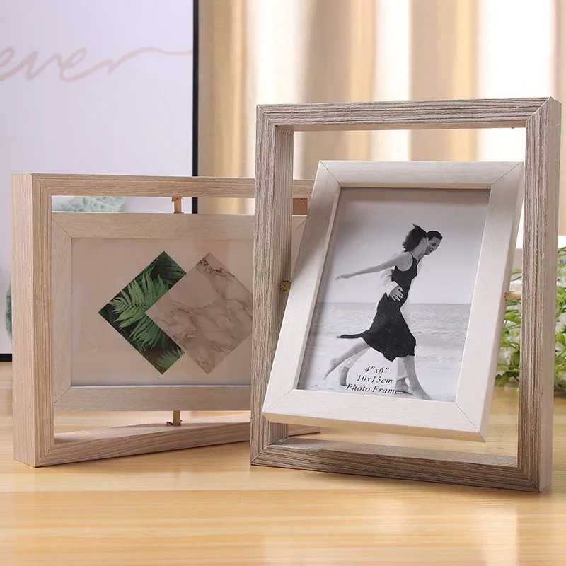 Creative-wooden-double-sided-rotating-frame-photo-frame-desktop-display ...