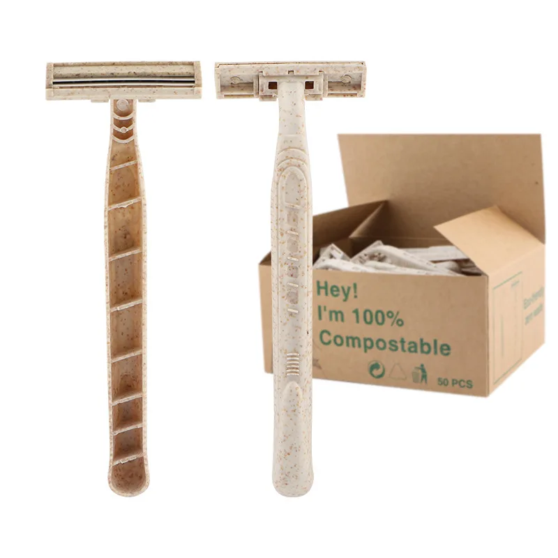 Eco-friendly-Disposable-Razors-Wheat-Straw-Twin-Sweden-Stainless-Steel ...