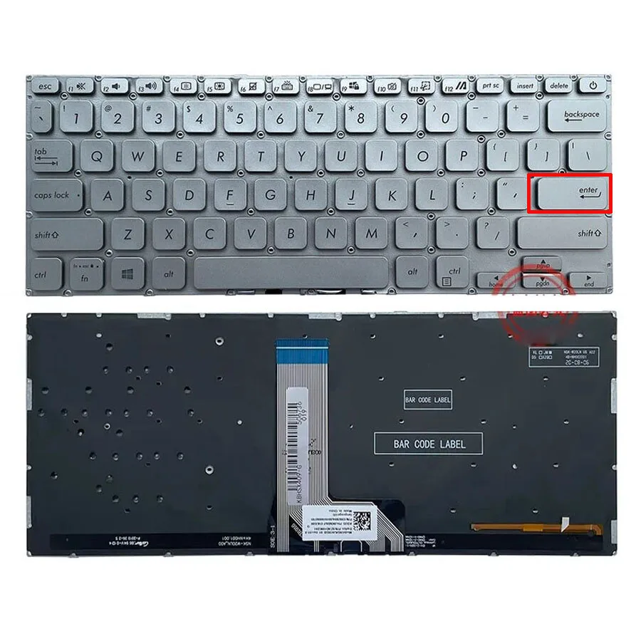 US Backlit Keyboard For ASUS VivoBook X415 X415JA Silver/Black ...