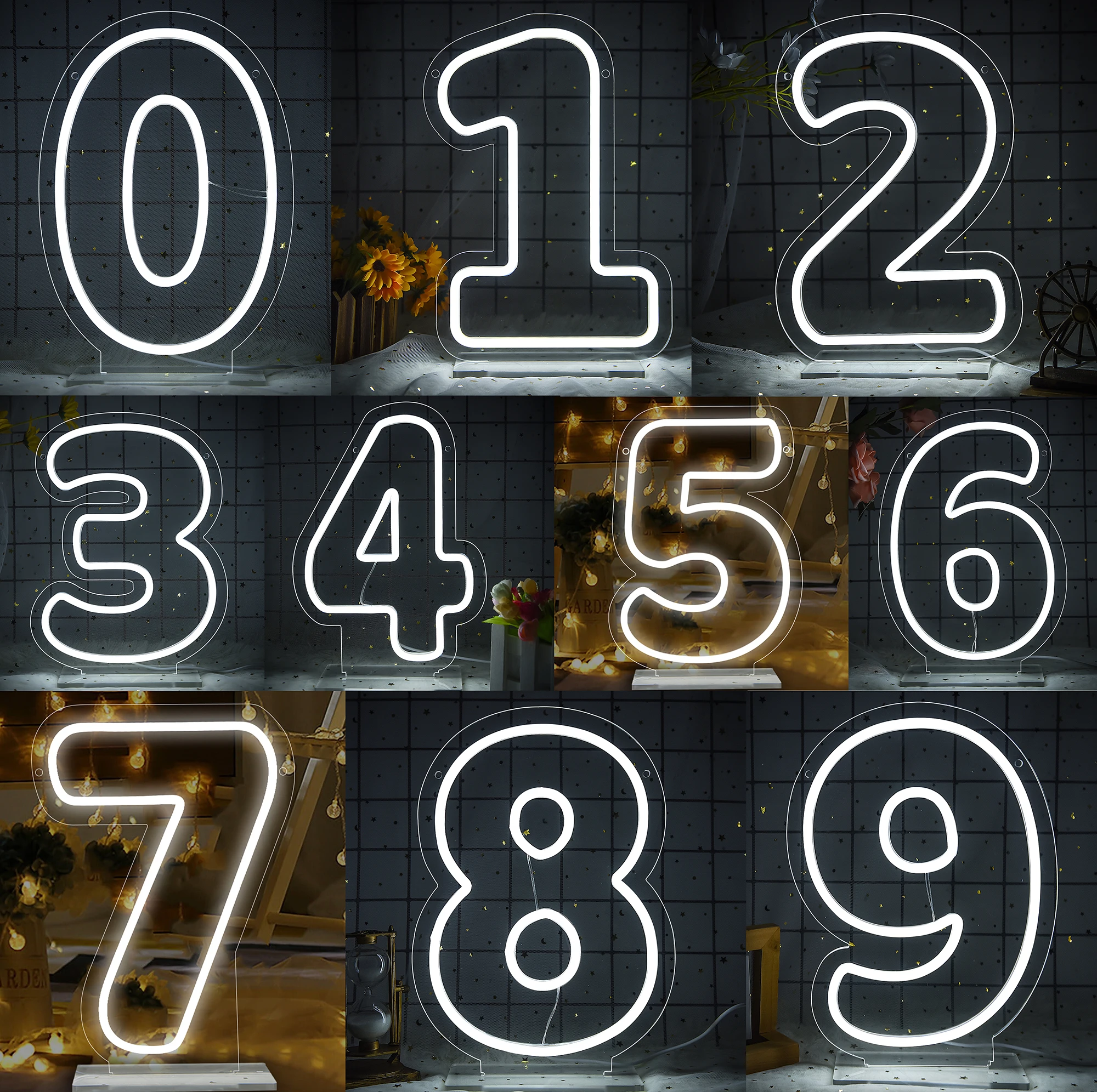Number Neon Sign Wall Decor Led Lights Sign for Wedding Birthday Party ...
