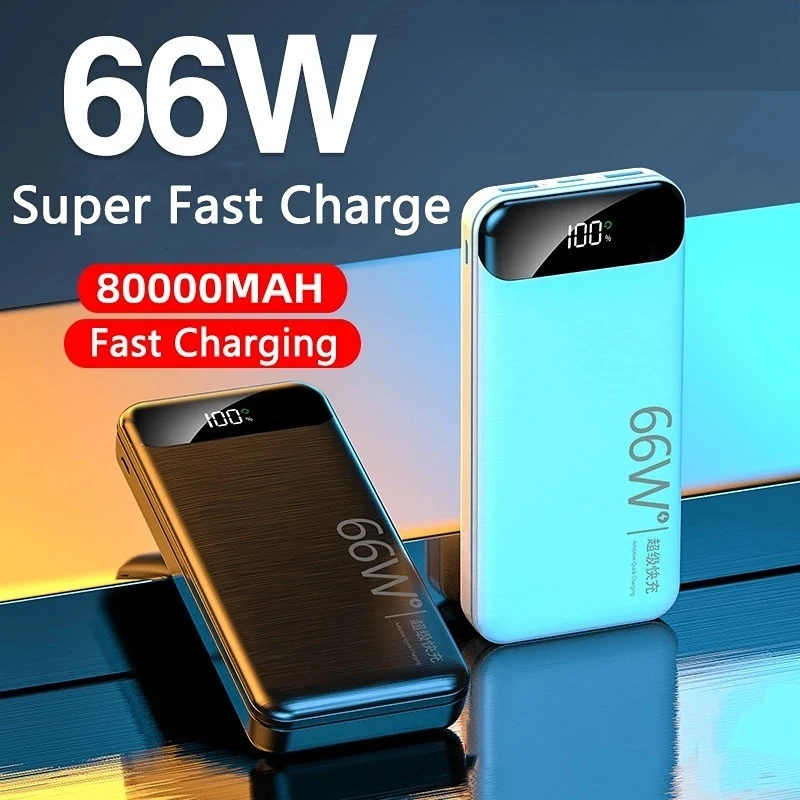 66W Super Fast Charging Power Bank Portable 80000mAh Charger Digital ...