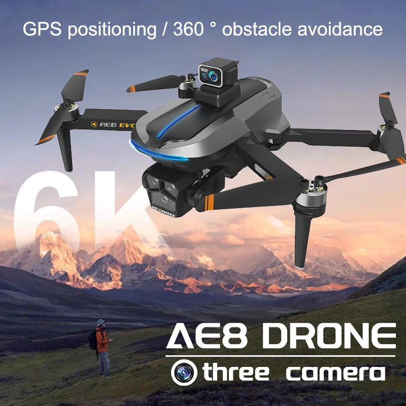 Ae8 Ae4 Ae10 Drone 6k Professional Gps With Three Camera Positioning