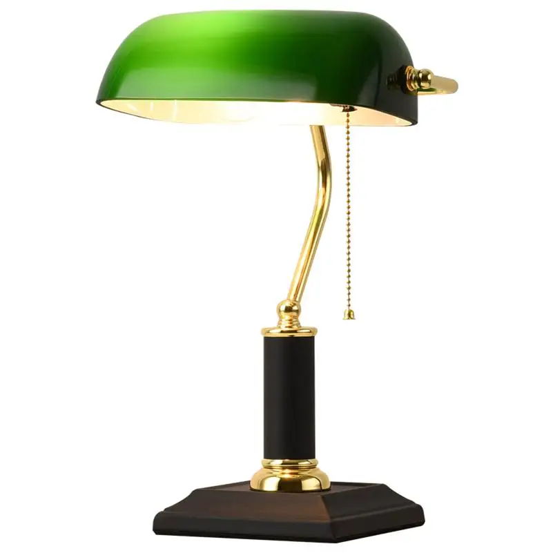 Retro-Literary-Classical-Banker-Table-Lamps-Emerald-Green-Glass-Red ...