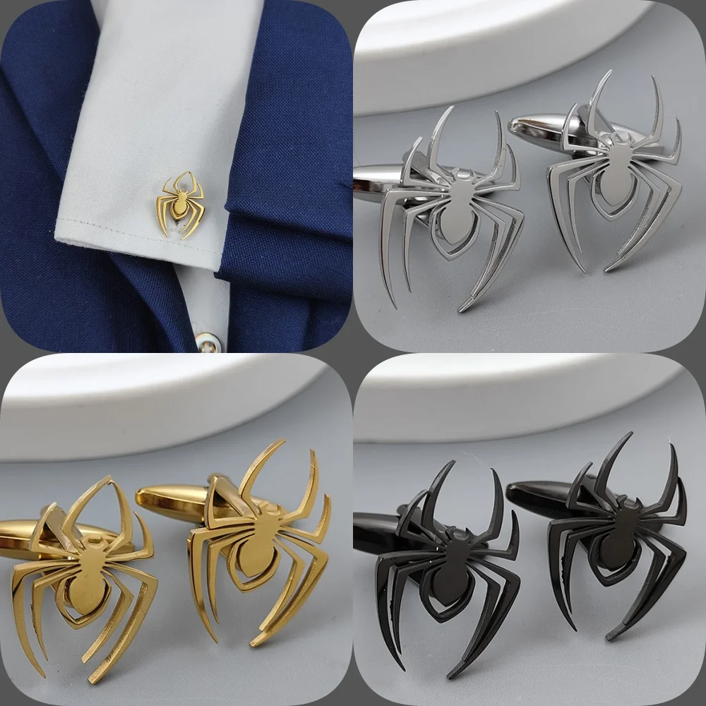 Halloween-spider-gold-plated-cufflinks-French-shirt-cuff-accessories ...
