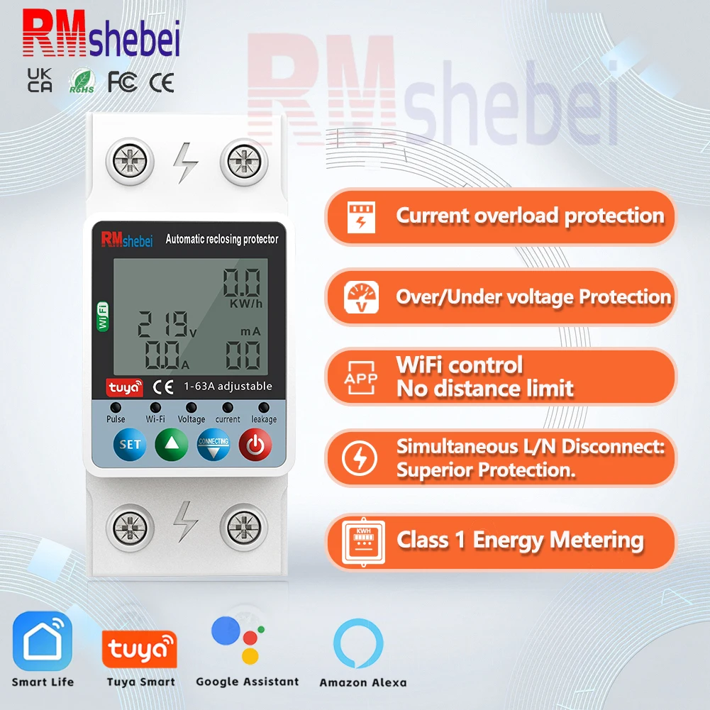 RMshebei Smartlife Wifi Circuit Breaker with Measuring Tuya MCB Smart ...