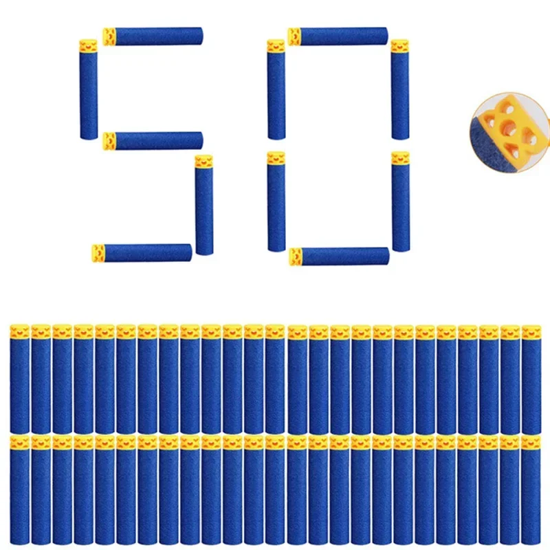 50Pcs-Blue-Hollow-Eva-Soft-Refill-Bullets-Foam-Darts-7-2cm-1-3cm-For ...