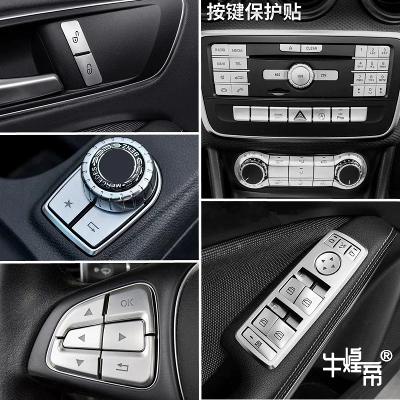 Car-Center-Console-CD-Multimedia-Buttons-Decals-Trim-For-Mercedes-Benz ...