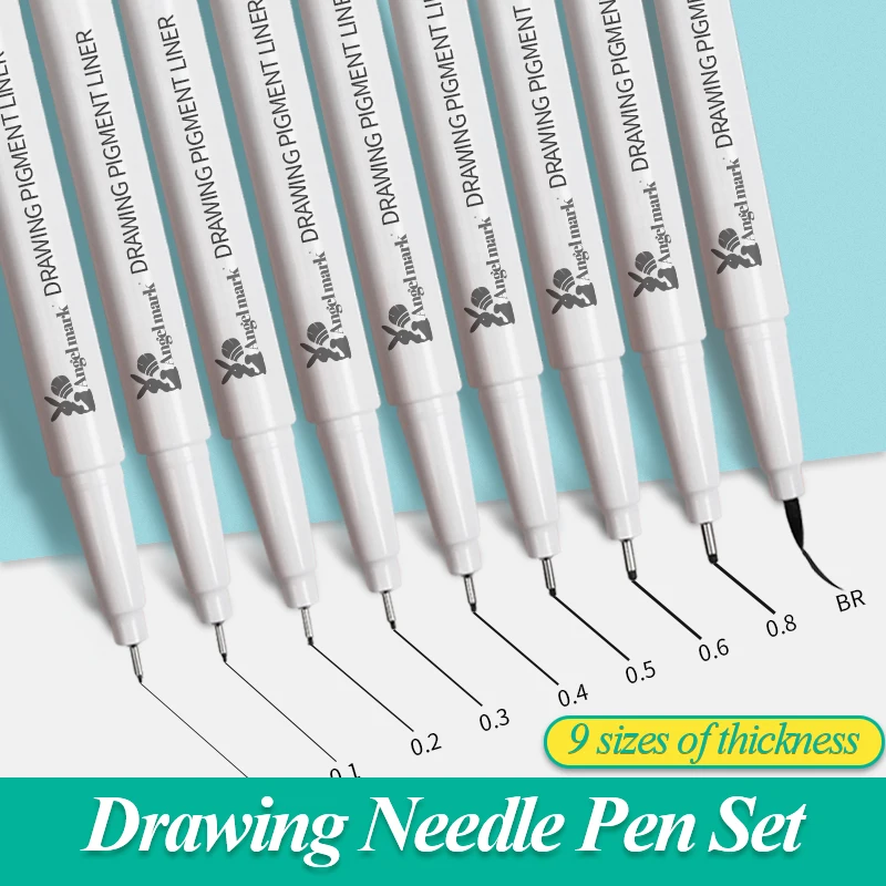 AngelMark Professional Drawing Needle Pen Set Art Markers Hand-painted ...