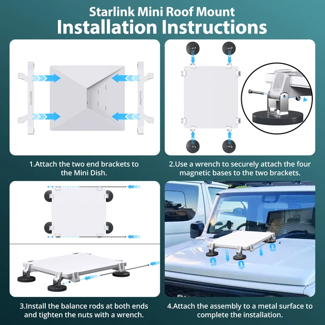 No Drill Starlink Mount Magnetic Roof Mount For Starlink Mini - No ...