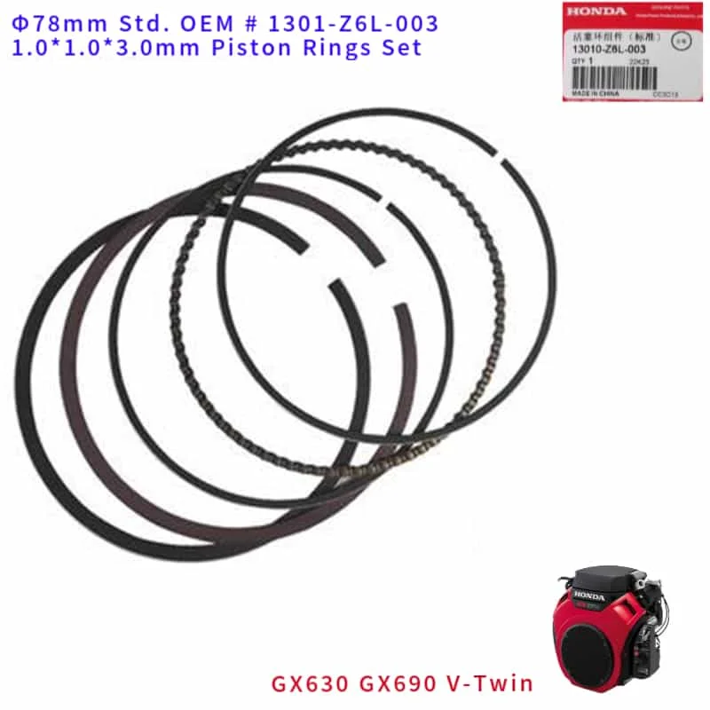 GX630 78mm GENUINE PISTON RING SET 13010Z6L003 GX690 V-TWIN EM10000 ET12000 KOLBEN OEM OIL ...