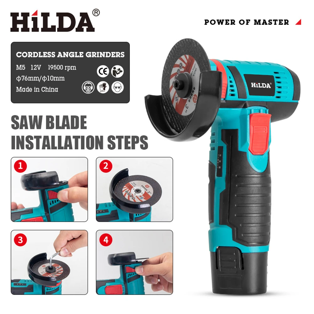12V-Brushed-Angle-Grinder-19500RPM-Rechargeable-Grinding-Tool-Cordless ...