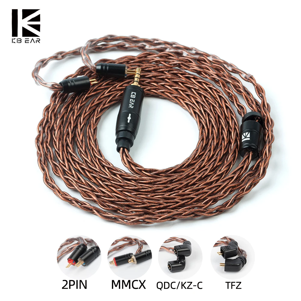 KBEAR-Earphone-Cable-8-Core-Oxygen-free-Copper-Wire-QDC-TFZ-2Pin-MMCX ...