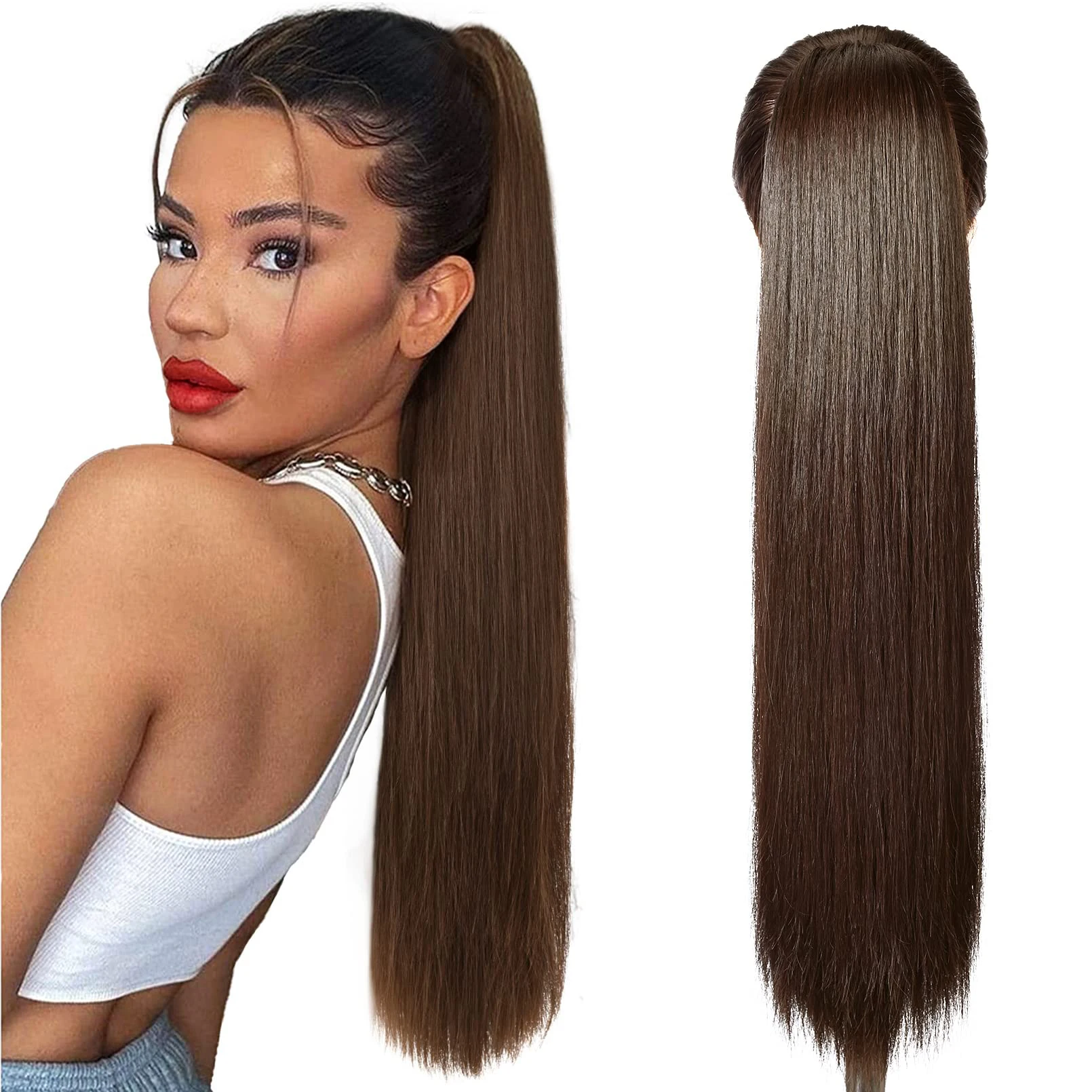 Ponytail-Human-Hair-Brazilian-Hair-Long-Straight-Drawstring-Ponytail ...