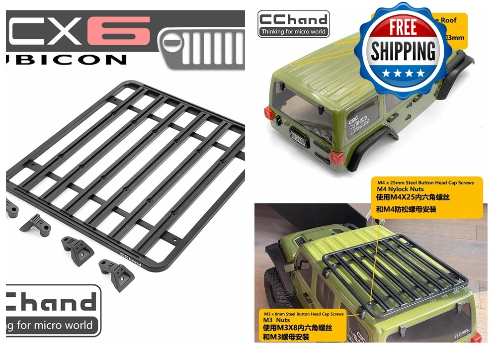 CChand-Metal-Luggage-Rack-Frame-for-AXIAL-SCX6-Wrangler-Jeep-JLU-1-6-RC ...