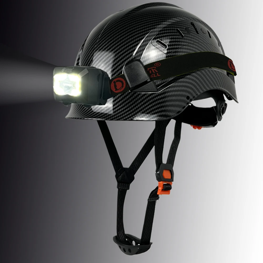 Casco de seguridad de Color de fibra de carbono con luz Led para la ...