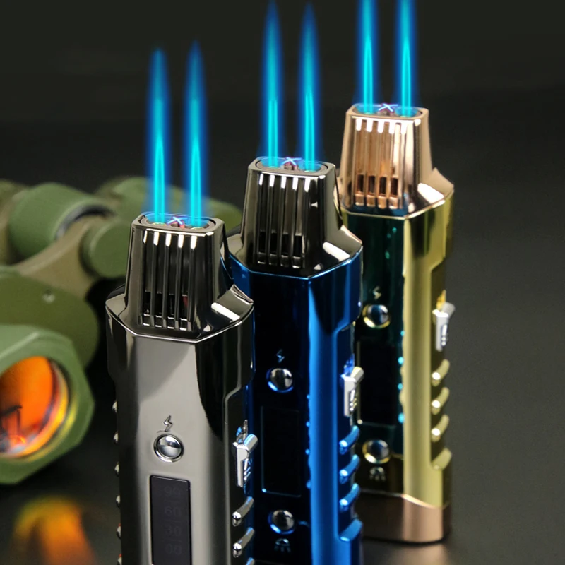Multifunctional-Gas-And-Electric-Lighter-Double-Arc-Double-Blue-Flame ...