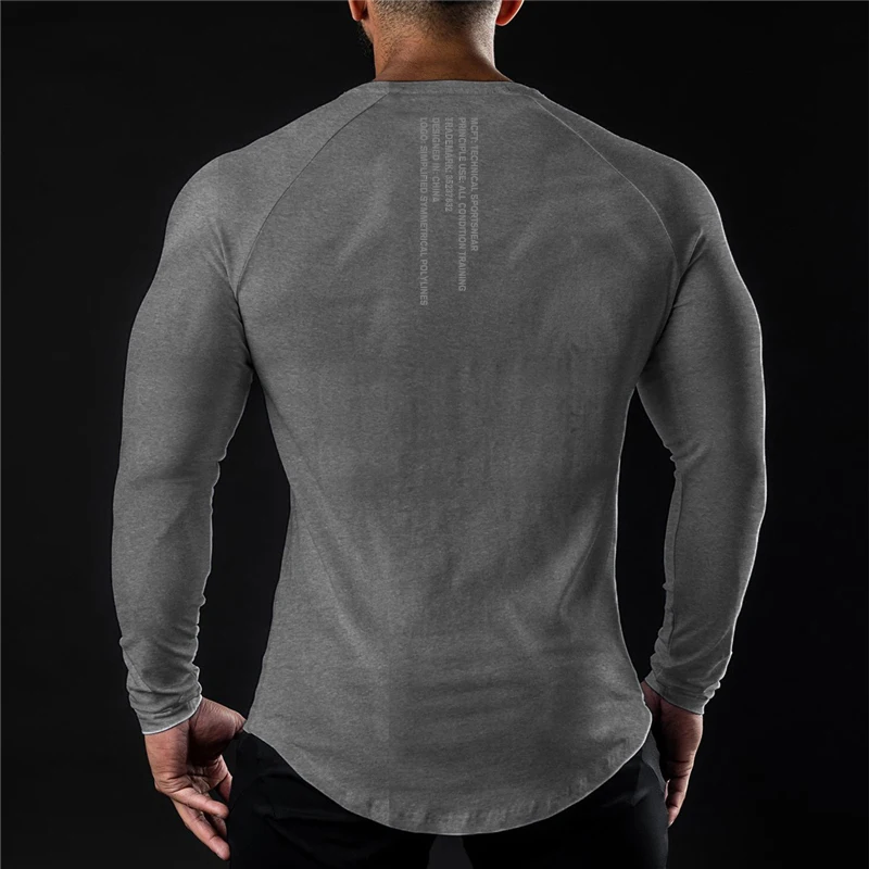 Long sleeve Cotton Workout Running T-shirts Compression Fitness Tops ...