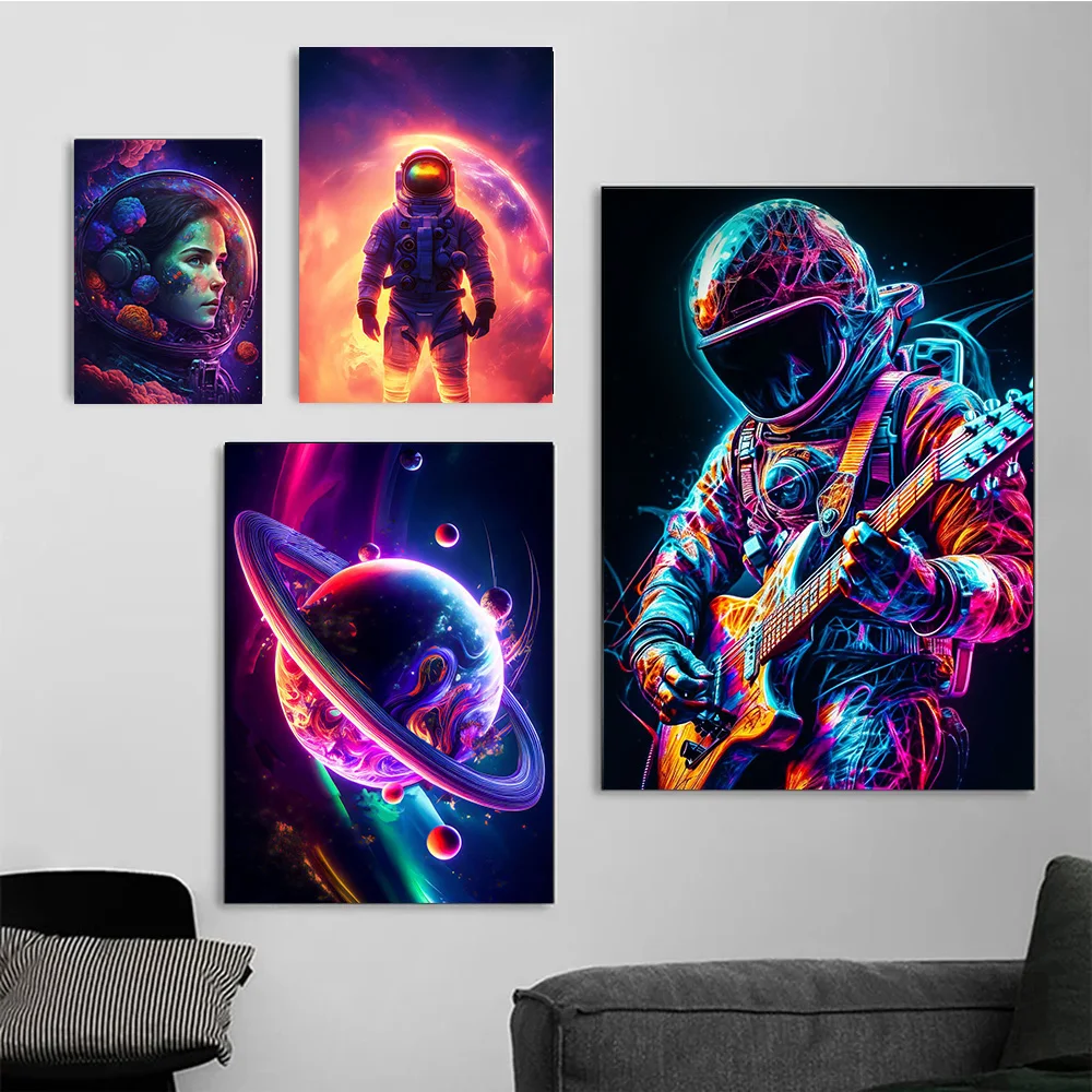 Fantastic-Galaxy-Astronaut-Canvas-Painting-Wall-Art-Surrealism-Cosmos ...