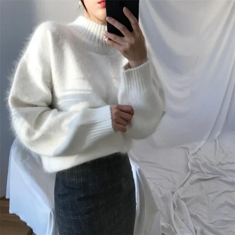Women-White-Furry-Knit-Sweaters-Jumper-Pullovers-Loose-Soft-Fluffy ...