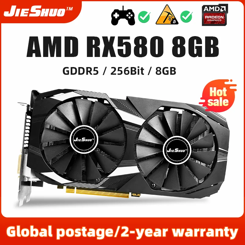 JIESHUO-Video-card-AMD-RX-580-8GB-2304SP-Gaming-graphics-card-GDDR5 ...