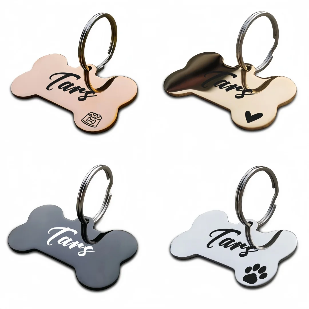 Free Engraving Pet ID Tag Stainless Steel Dog Cat Name Tags Collar ...