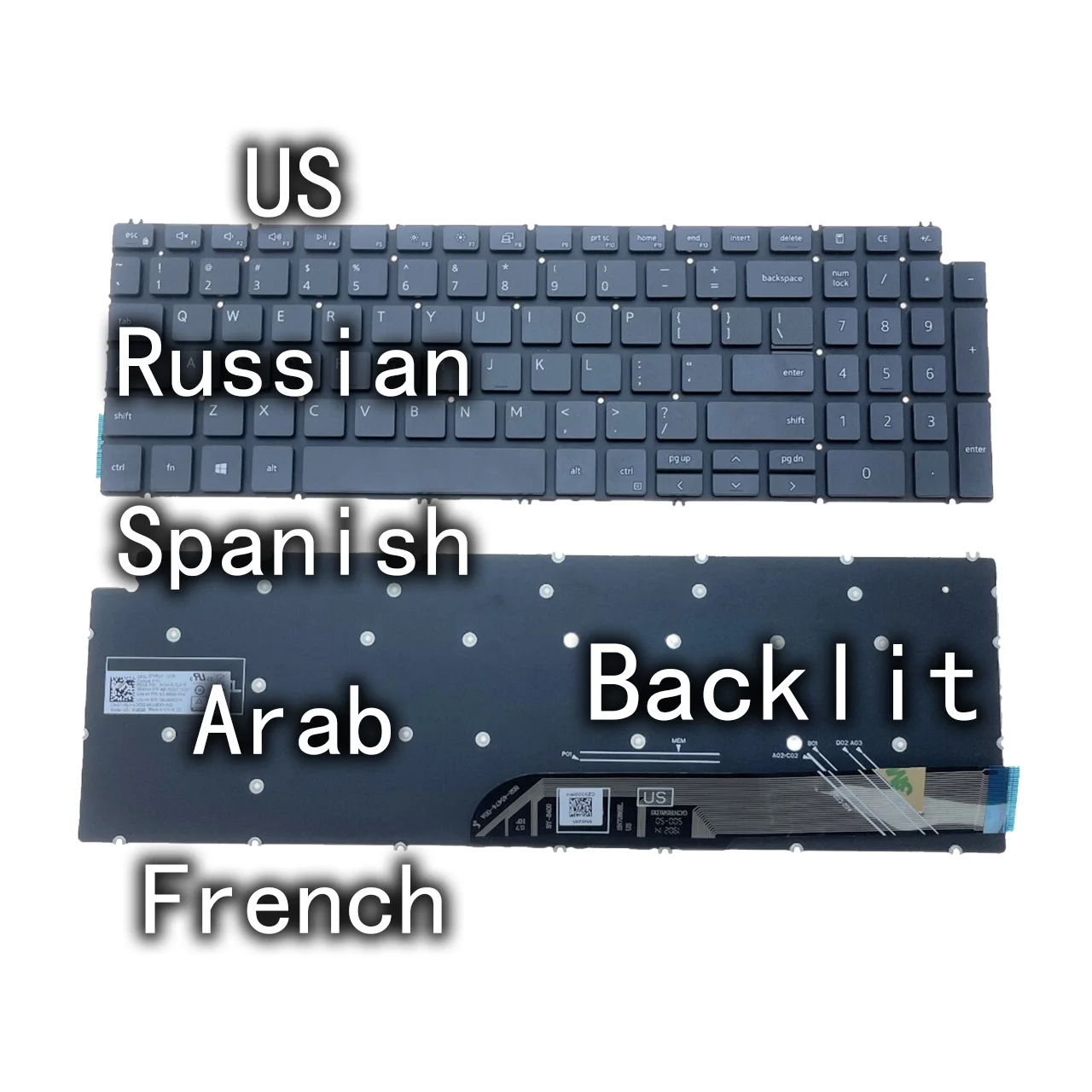 New-US-Russian-Spanish-Arab-French-Backlit-Keyboard-For-Dell-Inspiron ...