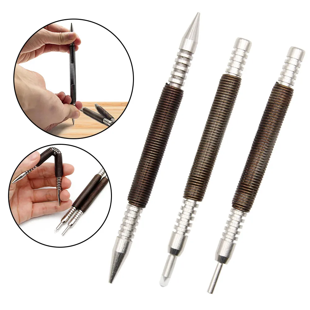 3PC-Pointed-Flat-Center-Punch-Positioning-Fixer-Black-Cylindrical-Nail ...