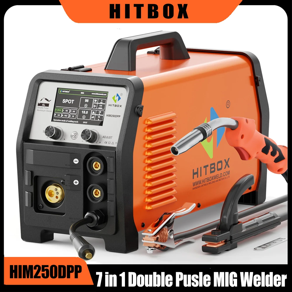 HITBOX 200A Double Pulse MIG Aluminum Welder 7 in 1 MMA/Gas/Gasless MIG ...