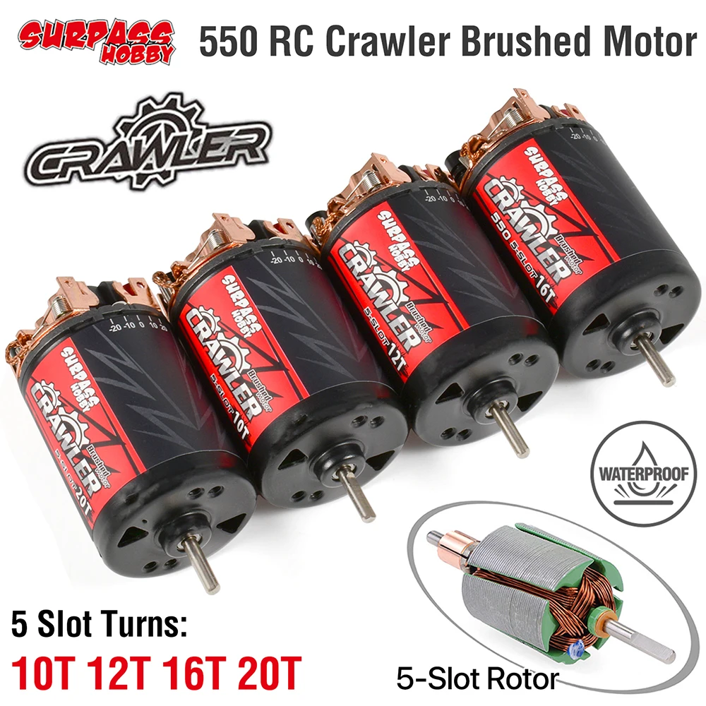 550 10T 12T 16T 20T Brushed Motor Waterproof 5-Slot for Tamiya Redcat ...
