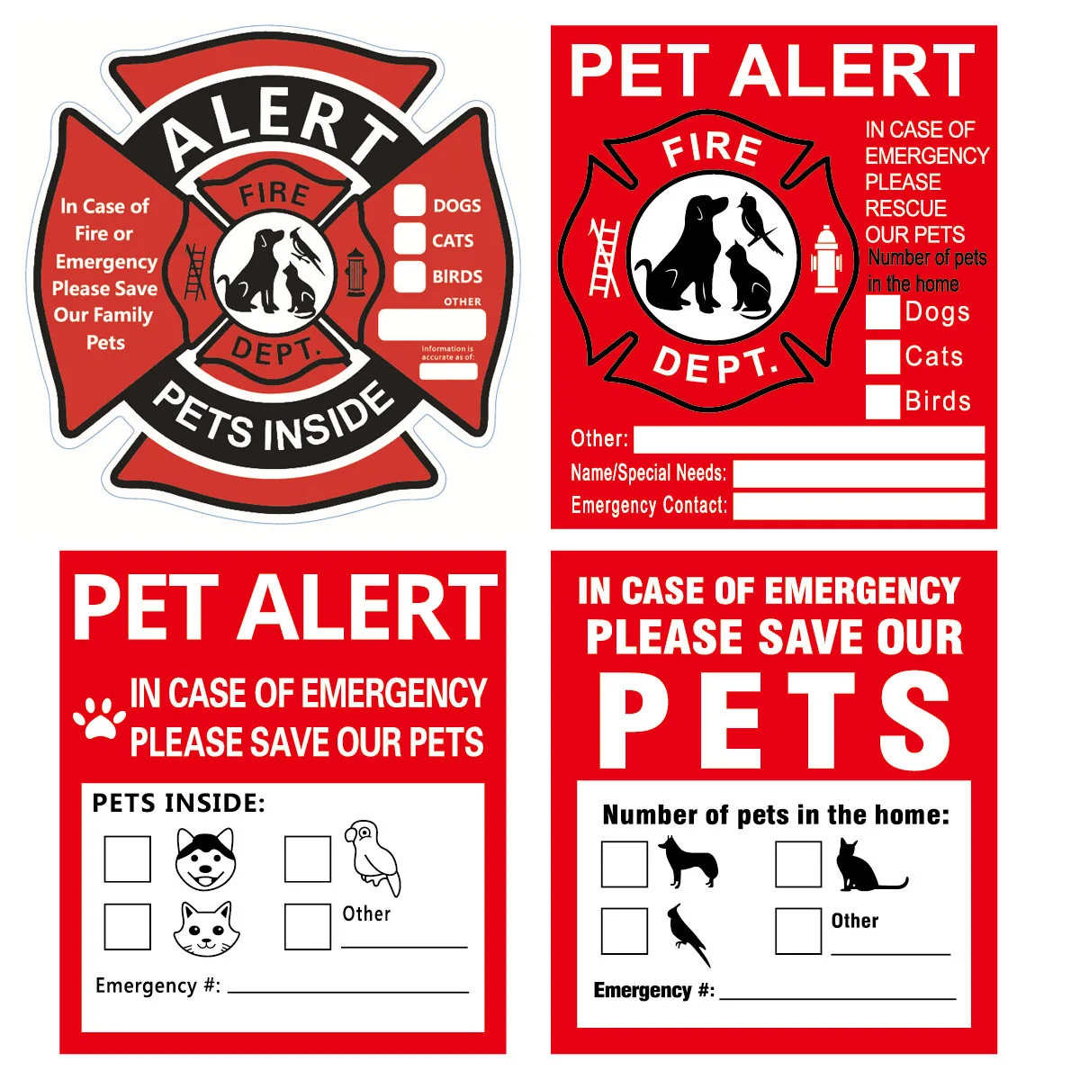 5pcs-Pet-Alert-Safety-Fire-Rescue-Sticker-Save-Pets-Emergency-Pet ...