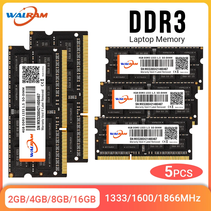 5PCS WALRAM DDR3 DDR3L 4GB 8GB Laptop Memory Ram PC3 1.5V 1333 1600 ...