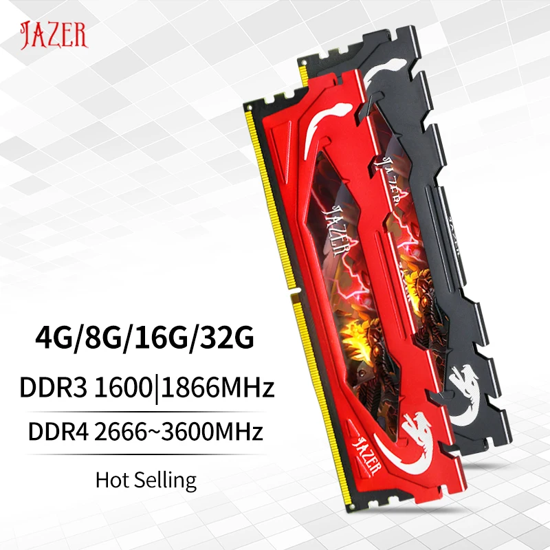 JAZER DDR4 Ram 16GB 32GB 3600MHz 3200MHz 2666MHz 4GB 8GB Memori Desktop ...