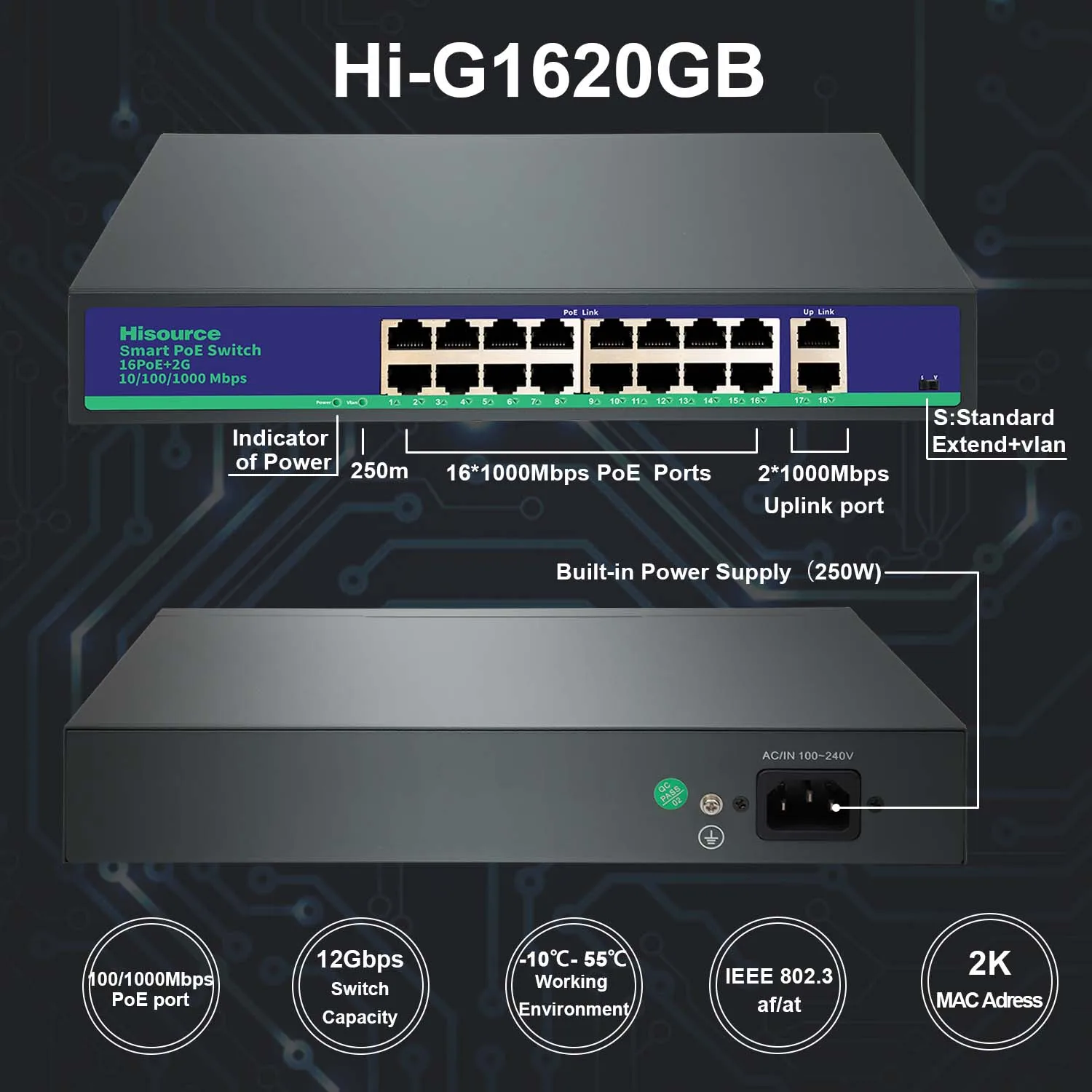 Hisource-Full-Gigabit-16-24-48-Port-POE-Switch-Ethernet-Standard-IEEE ...