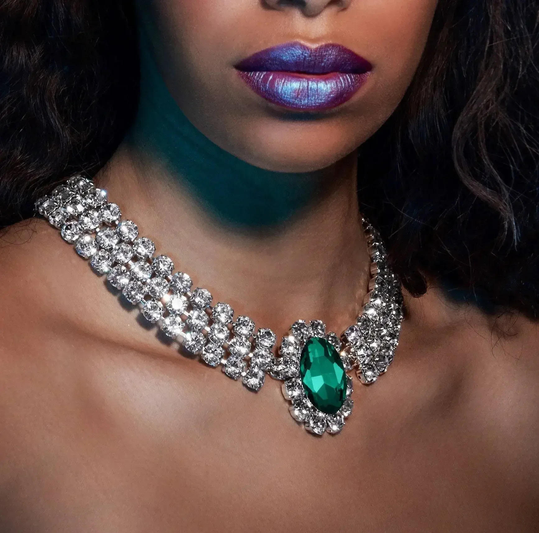 2024 New Fashion Green Crystal Bridal Jewelry for Women Rhinestone ...