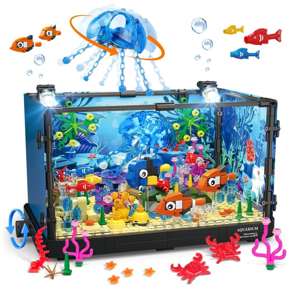 Aquarium-Construction-Toy-with-LED-Light-725-Pieces-Fish-Tank-with ...