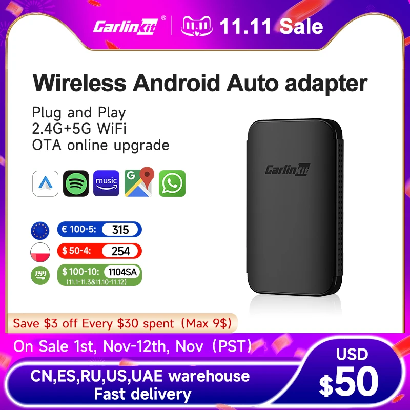 Carlinkit A2a Wireless Android Auto Adapter Dongle For Audi Mercedes ...