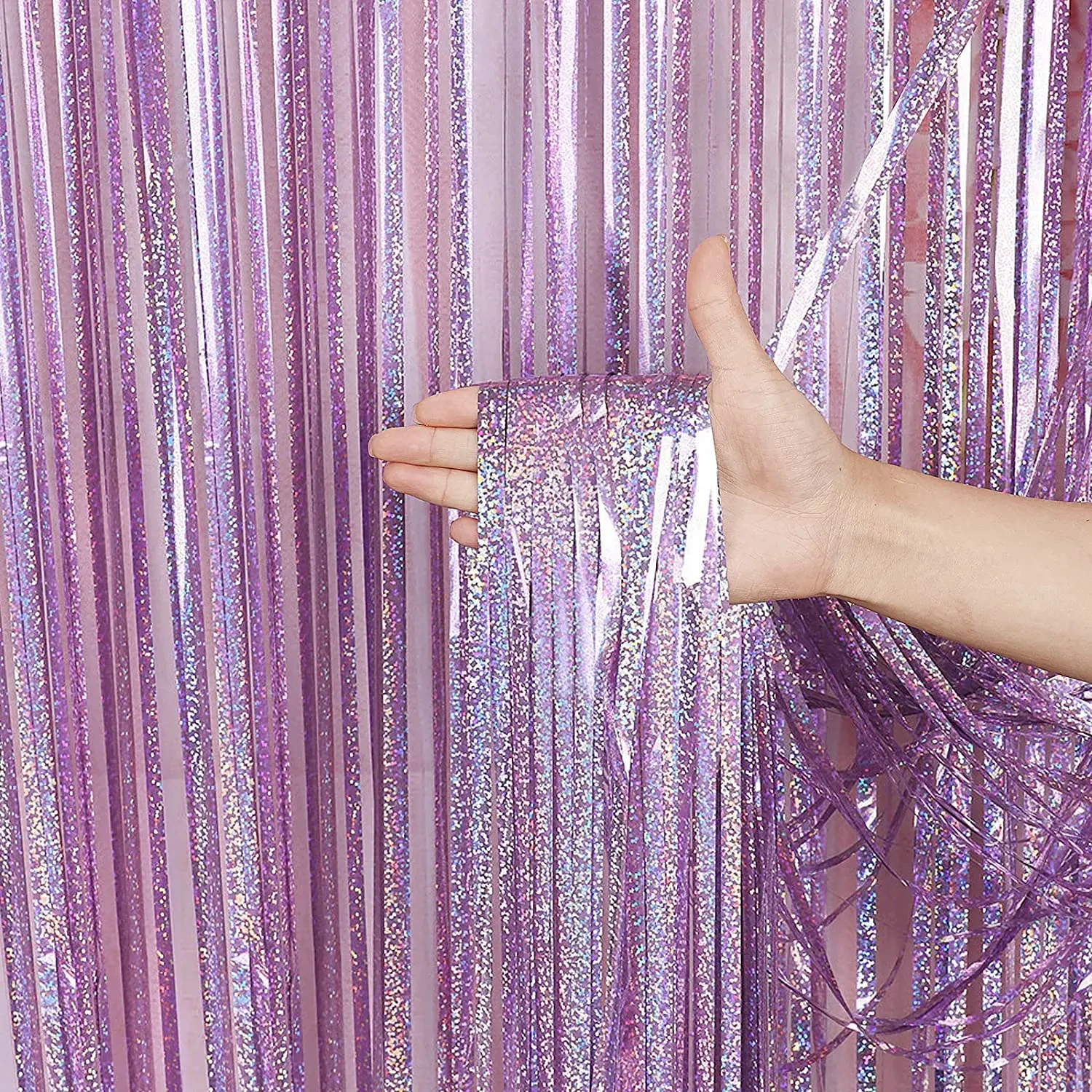 Cortinas de fondo para fiesta de 2 metros, oropel dorado brillante ...