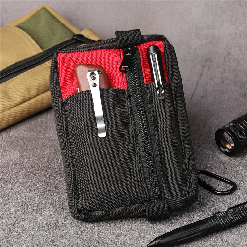 Nylon-Small-EDC-Utility-Pouch-Hold-Your-Flashlight-Knife-Double-Zipper ...