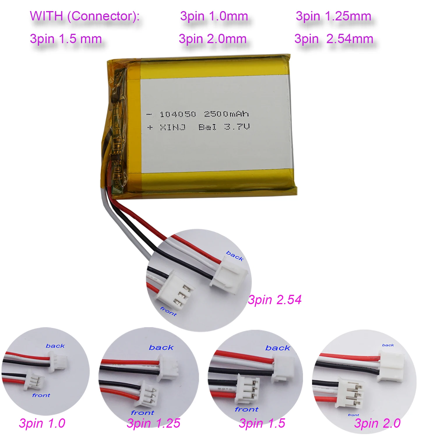 3-7V-2500mAh-9-25Wh-Polymer-Lipo-Battery-104050-Thermistor-3-Cables-JST ...