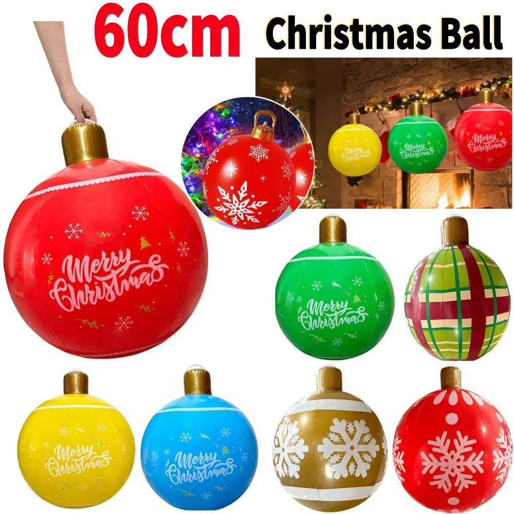 60cm Christmas Ball Ornaments Outdoor Indoor Luminous LED Christmas ...