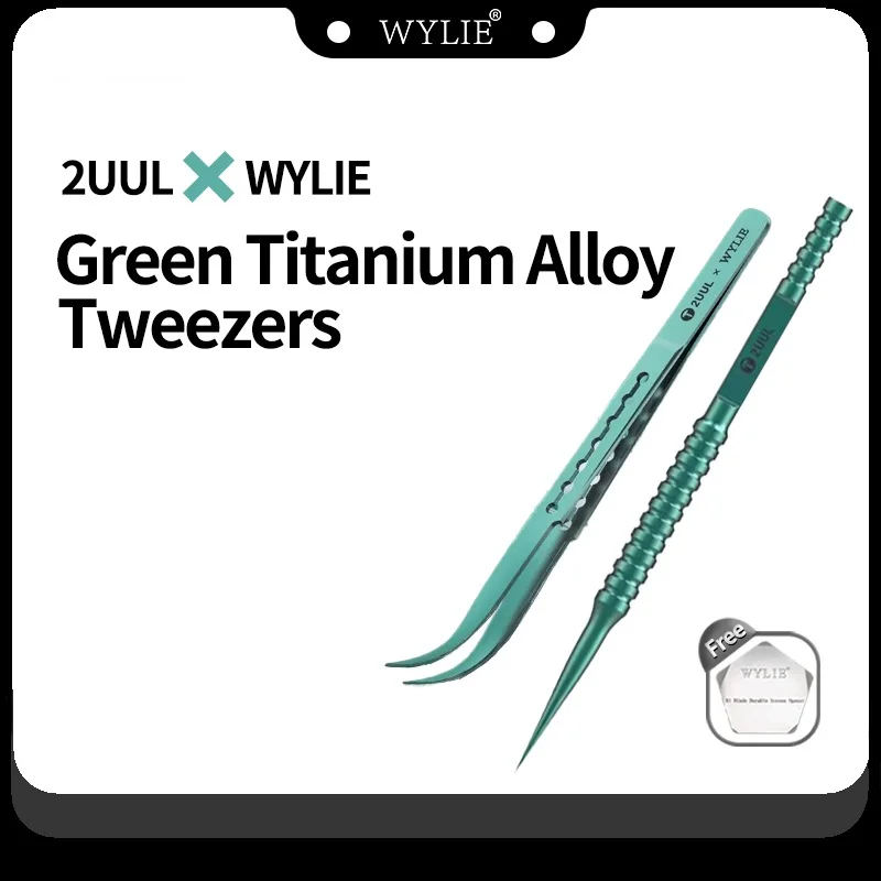 2UUL-WYLIE-Green-Titanium-Alloy-Tweezers-Straight-Curve-Precision ...