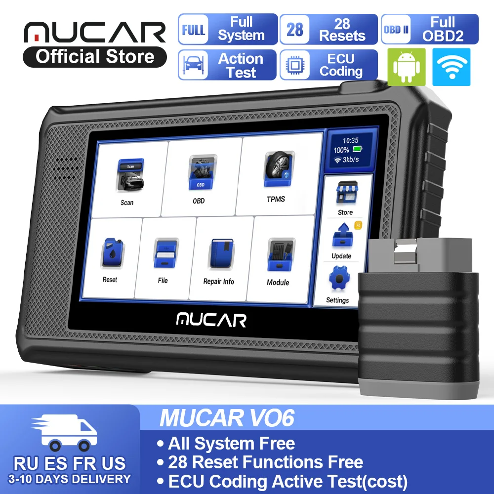 MUCAR VO6 All Cars Lifetime Free Full System 28 Resets Obd2 Diagnostic ...