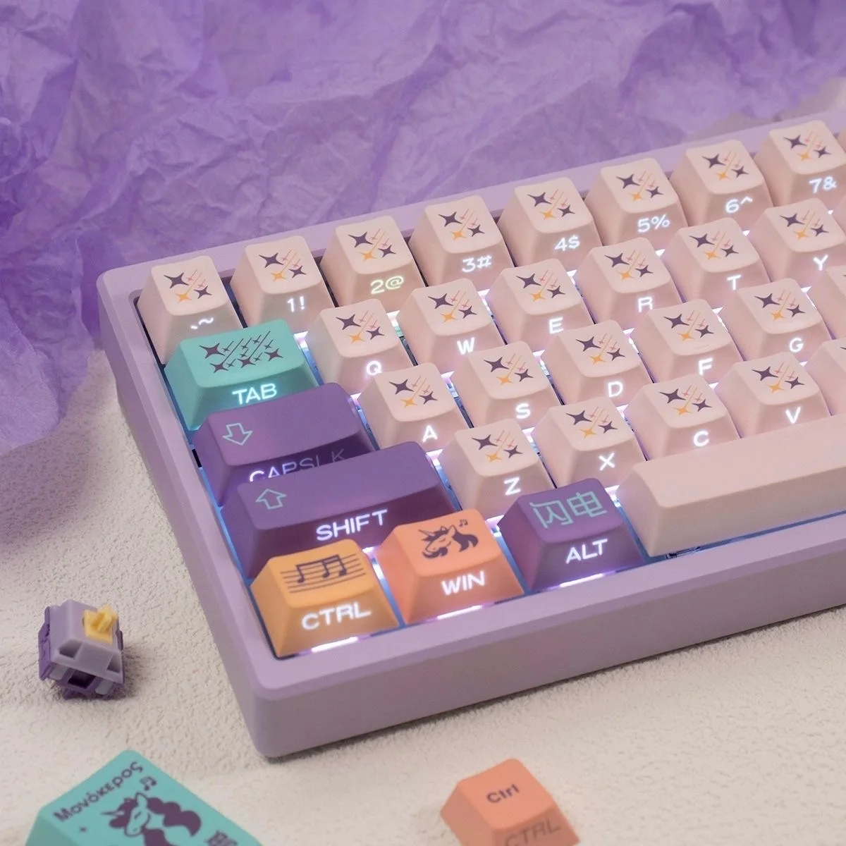 Cute-Unicorn-Keycap-Set-of-keys-PBT-Custom-Translucent-Keyboard-Cap ...