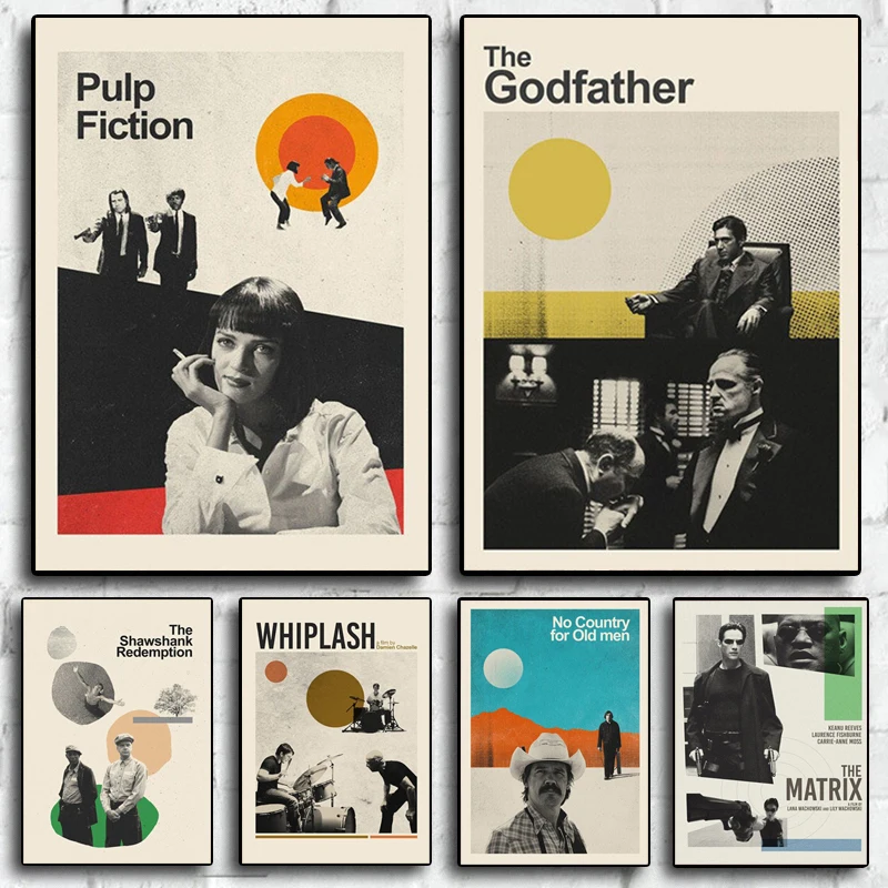 Classic-Movie-Poster-Album-Pulp-Fiction-The-Godfather-Canvas-Painting ...