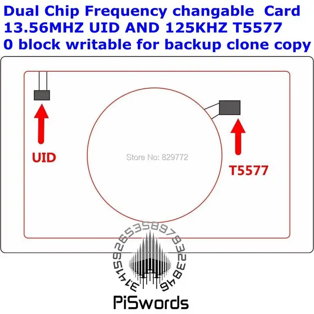 Dual Chip NFC RFID 13.56Mhz 1K UID CUID And T5577 125 kHz ID Blank Card ...