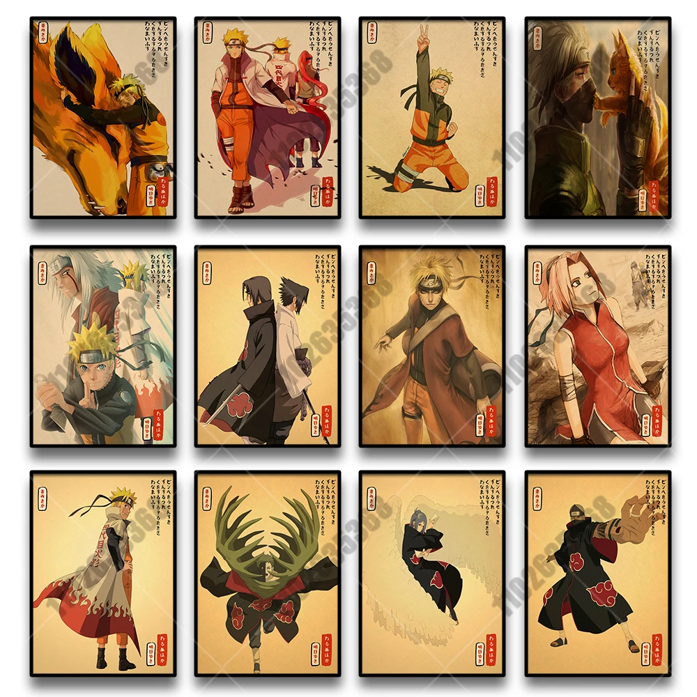 Retro-Naruto-Poster-Anime-Wall-Art-Kakashi-Uchiha-Itachi-Decorative ...