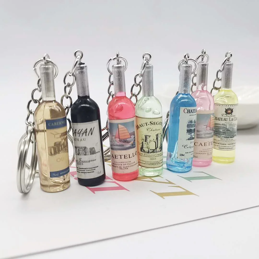 Creative wine bottle key chain pendant wine bottle key chain bag ...