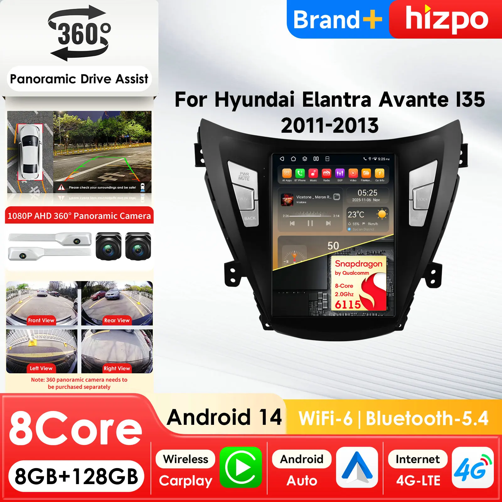 HIZPO 9.7'' 6115 Android Car Radio Multimedia Video Player For Hyundai ...