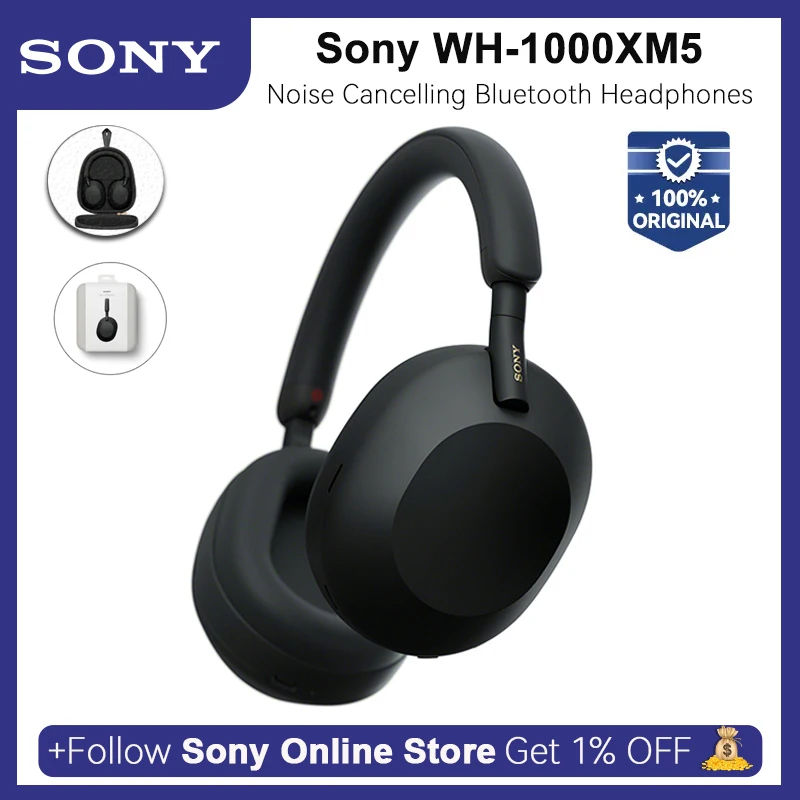 Sony WH-1000XM5 Bluetooth fone de ouvido sem fio Ruído cancelamento Over-ear Headset Hi-Res ...