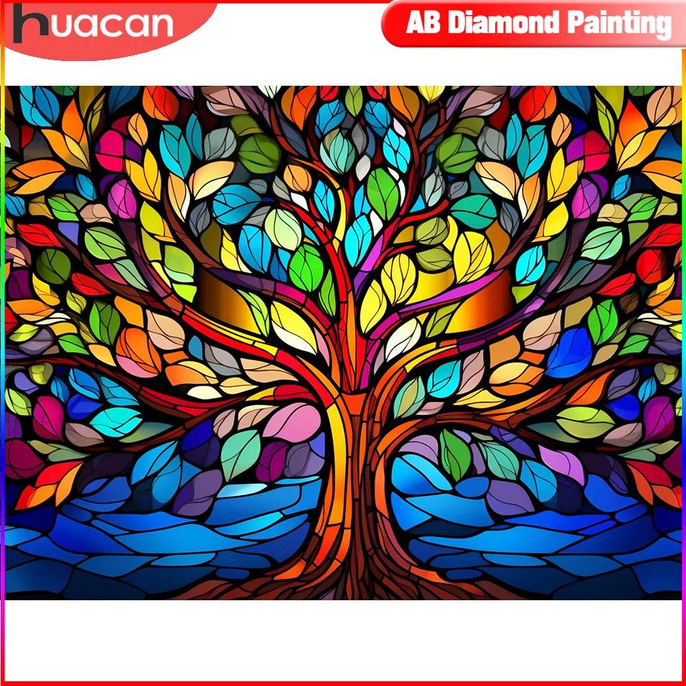 HUACAN-5D-DIY-Diamond-Painting-Set-Abstract-Tree-Full-Square-Round ...